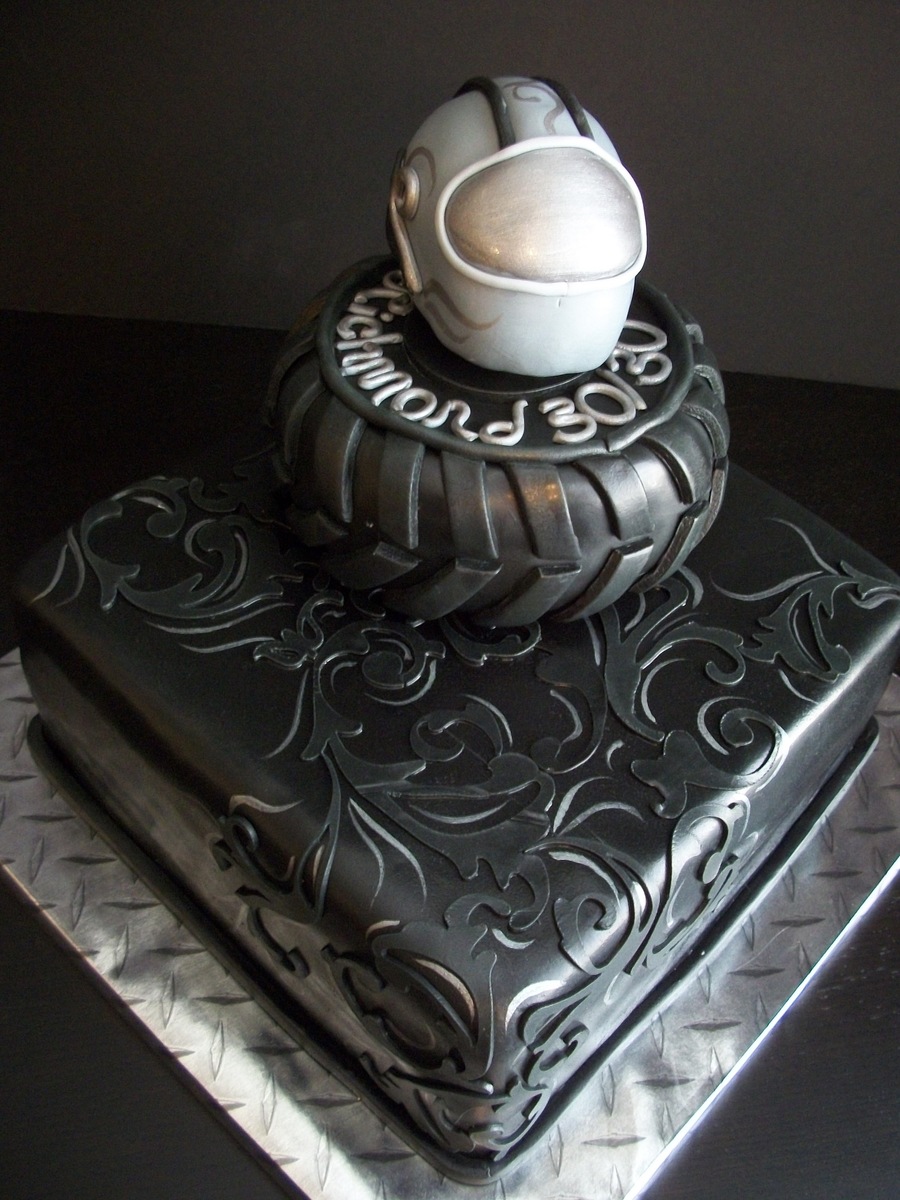 Motorcycle Helmet And Tire Cake - CakeCentral.com