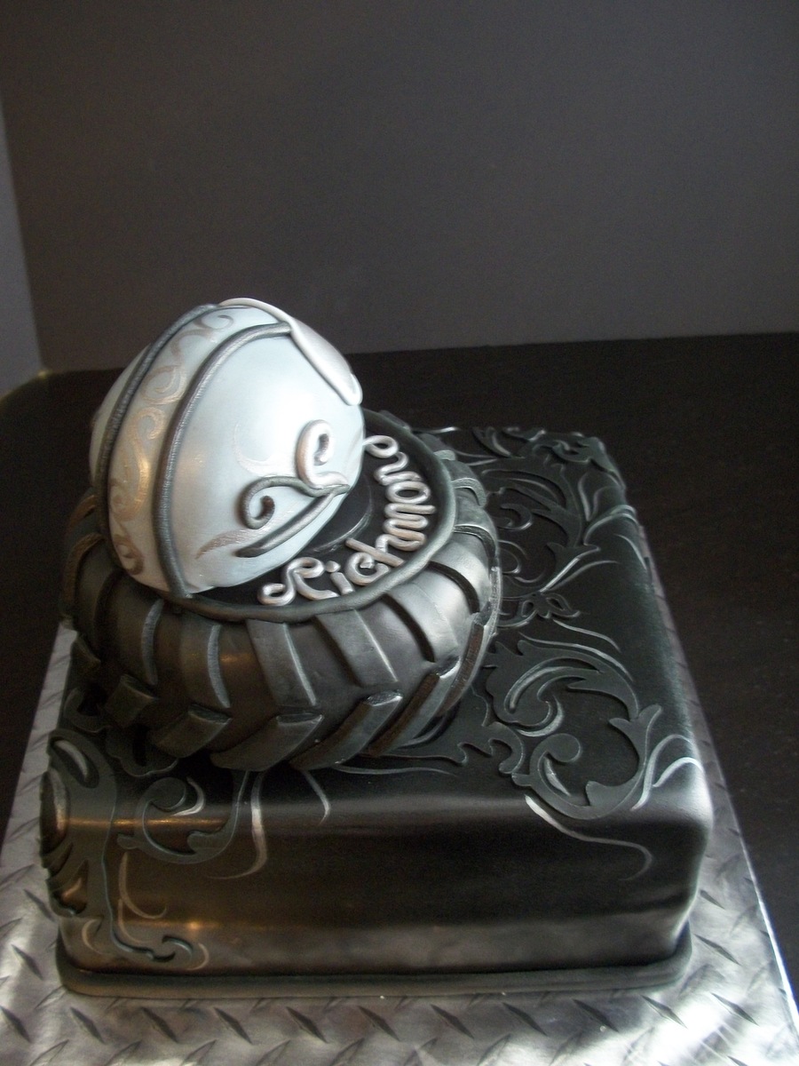 Motorcycle Helmet And Tire Cake - CakeCentral.com