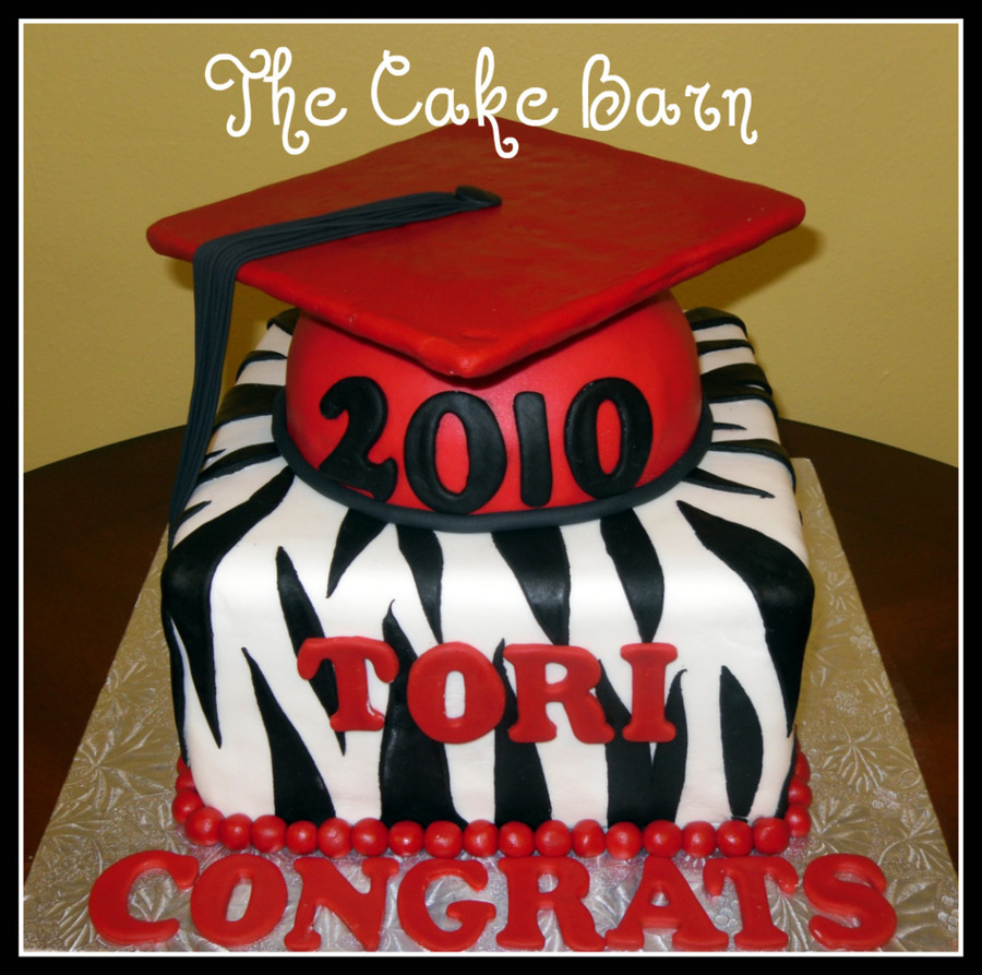 Zebra Graduation Cap Cake - CakeCentral.com