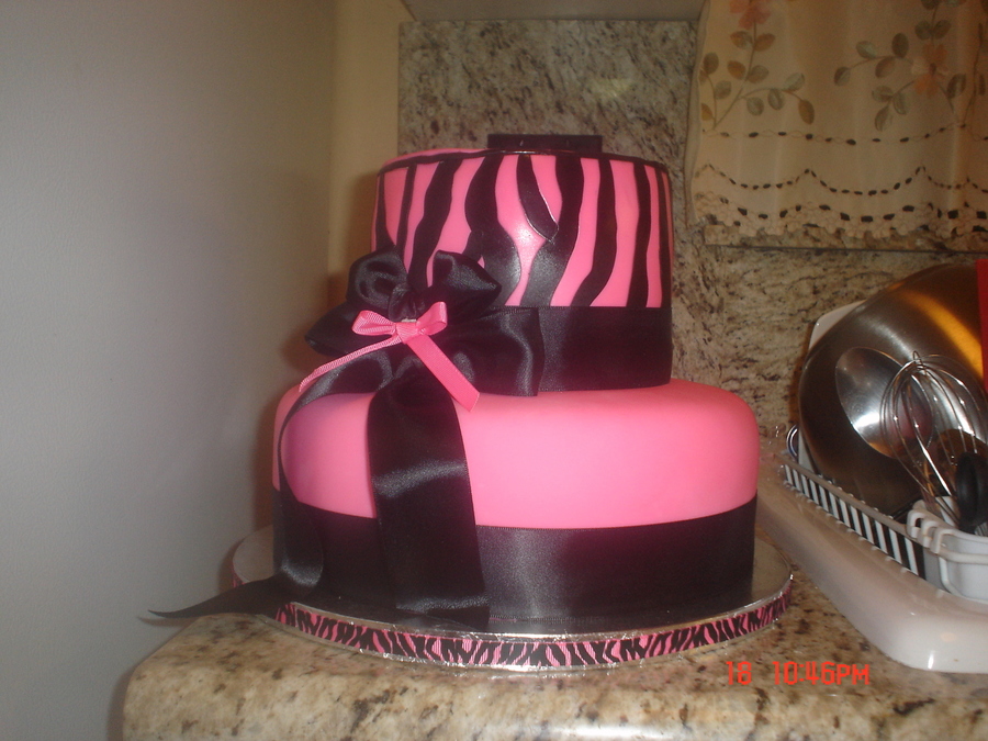 Hot Pink Zebra Cake - CakeCentral.com