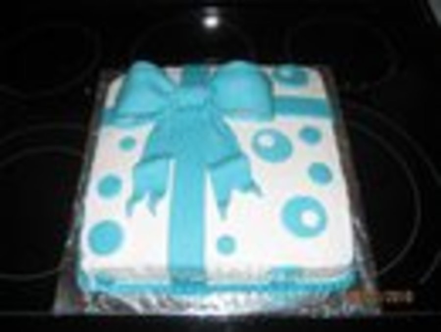 White And Teal Bow Cake - CakeCentral.com
