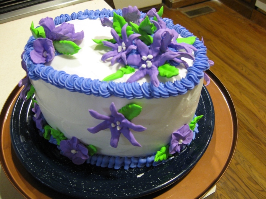 Purple Flower Cake - CakeCentral.com