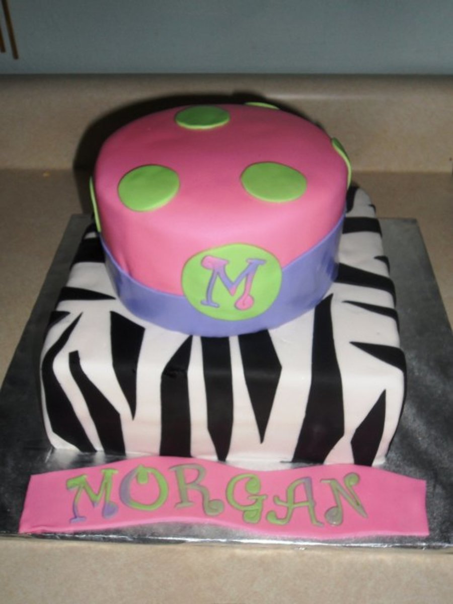 Zebra Print & Polka Dot Birthday Cake - CakeCentral.com