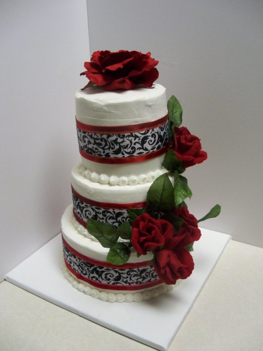 Black White And Red Reception Cake - CakeCentral.com