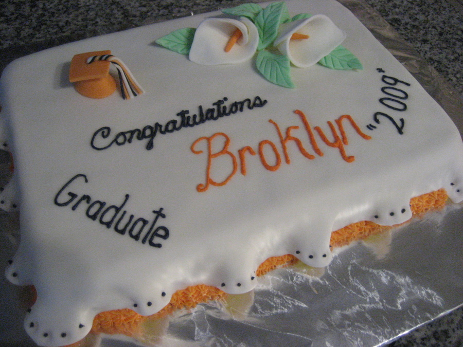 Orange And White Graduation Cake - CakeCentral.com