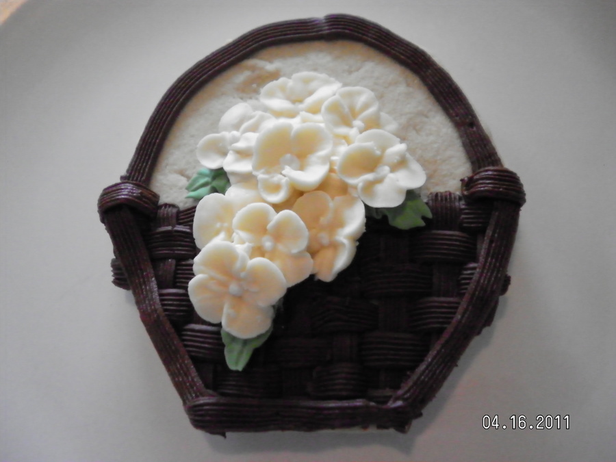 Cream Hydrangeas In A Basket - CakeCentral.com