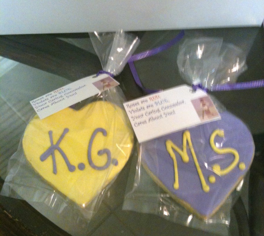 Purple And Yellow Initial Cookies - CakeCentral.com
