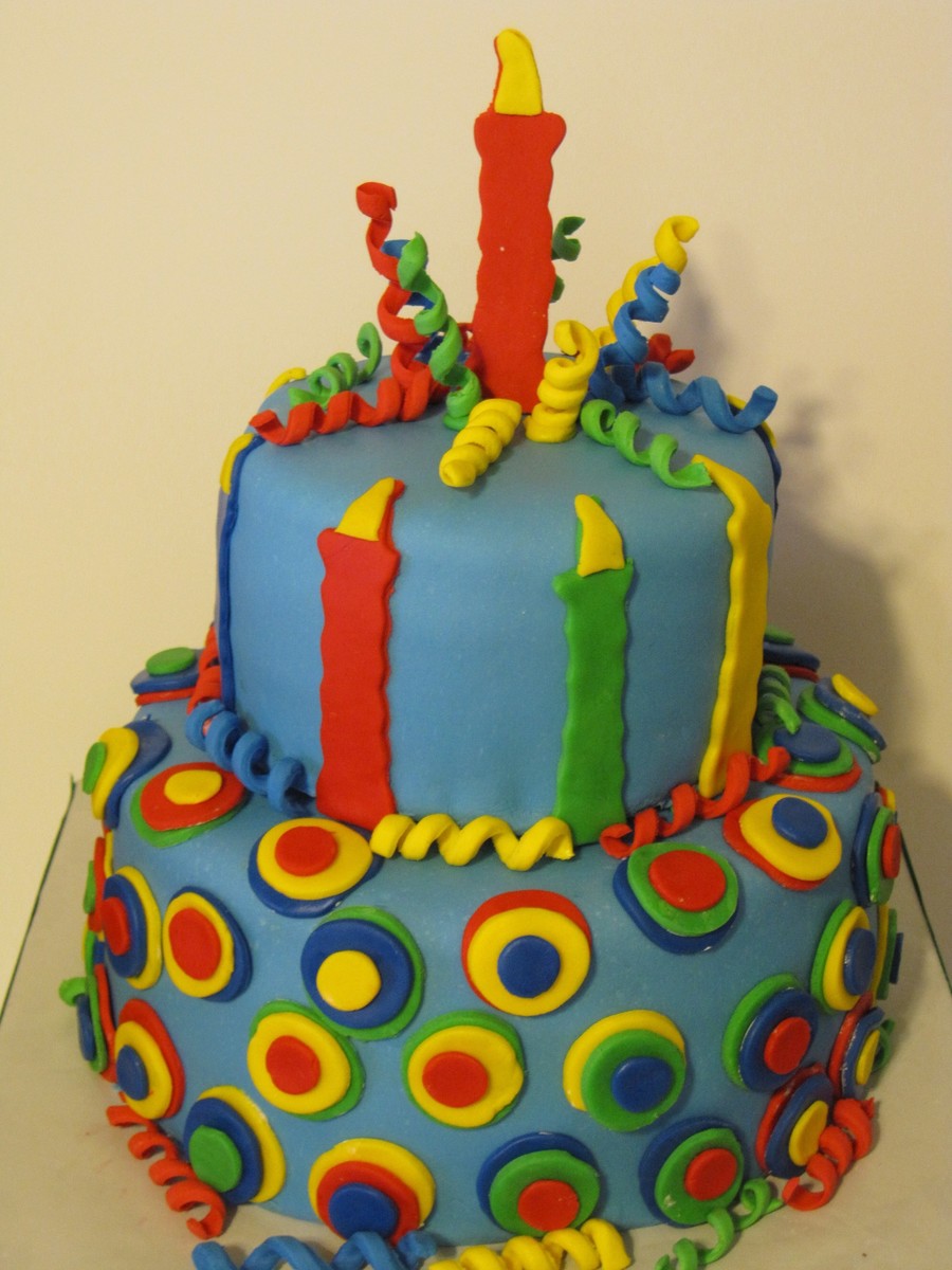 Primary Color Birthday Cake - CakeCentral.com