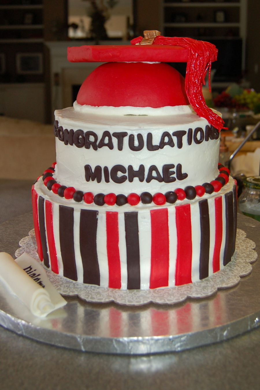 Red And Black Graduation Cake - CakeCentral.com