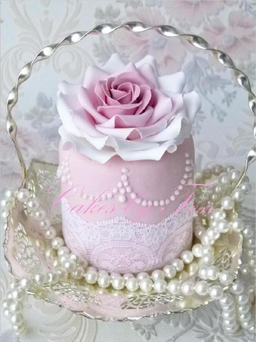 Tea Rose, Mini Cake Pink With Lace - CakeCentral.com