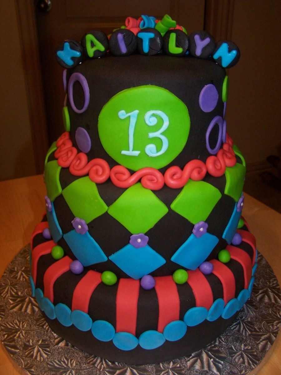 Bright Neon Birthday Cake - CakeCentral.com