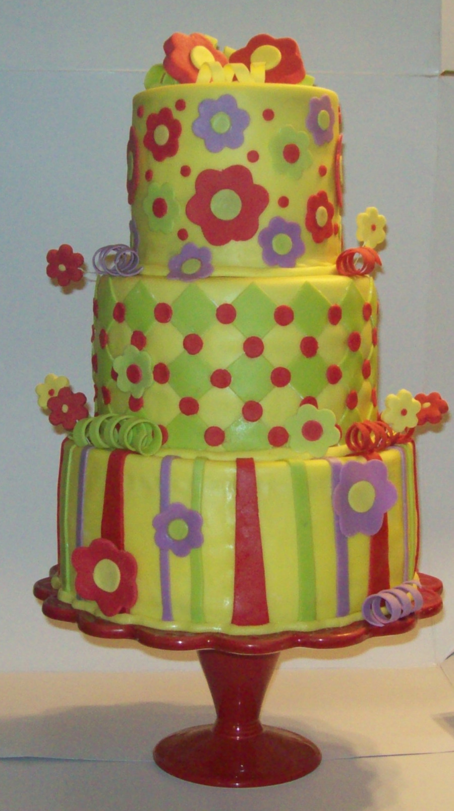 Yellow And Red Birthday Cake - CakeCentral.com
