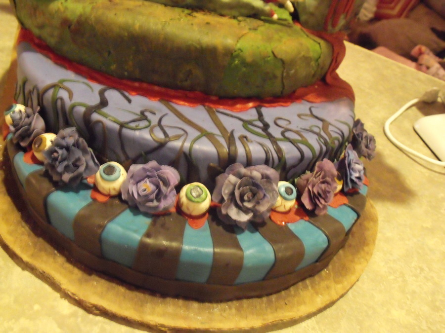 3-D Little Zombie Girl Holding Realistic Brain Cake - CakeCentral.com