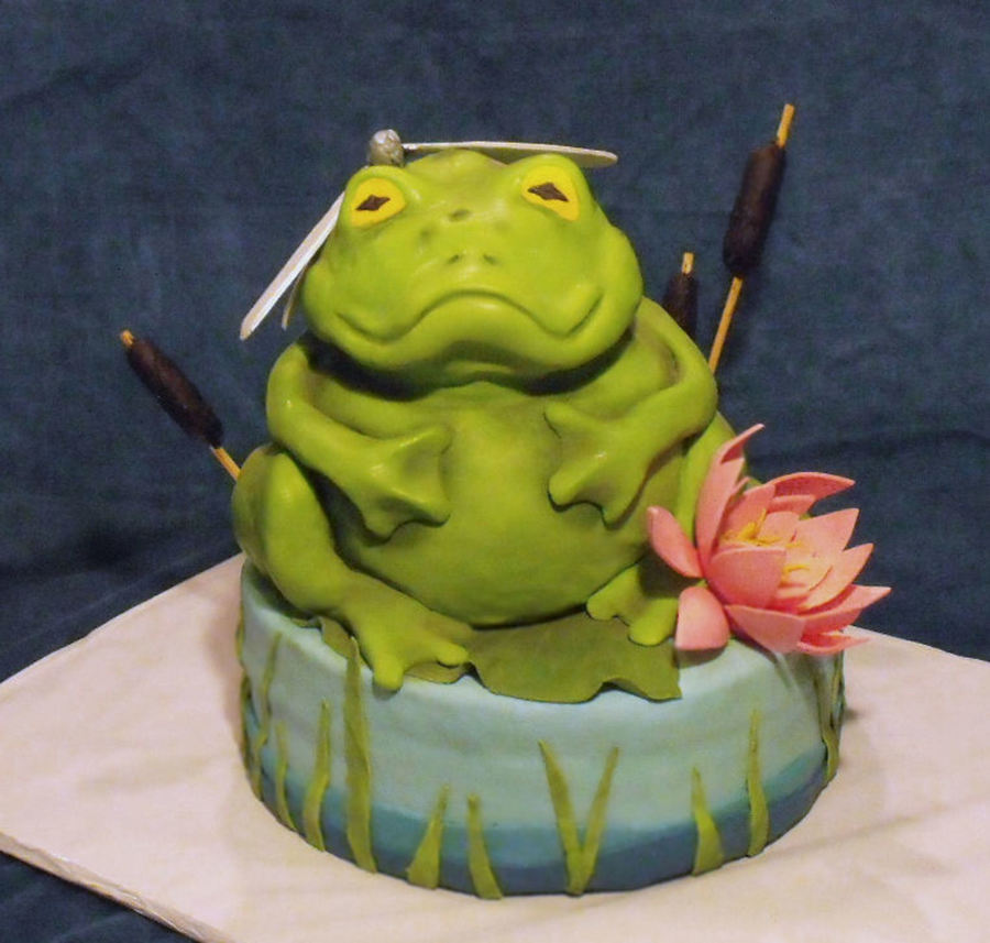Frog Pond Cake With Lotus & Dragonfly - CakeCentral.com