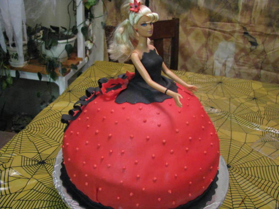 Red And Black Barbie Cake - CakeCentral.com