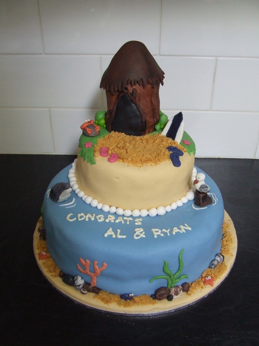 Surf/ Beach Themed Engagement Cake - CakeCentral.com