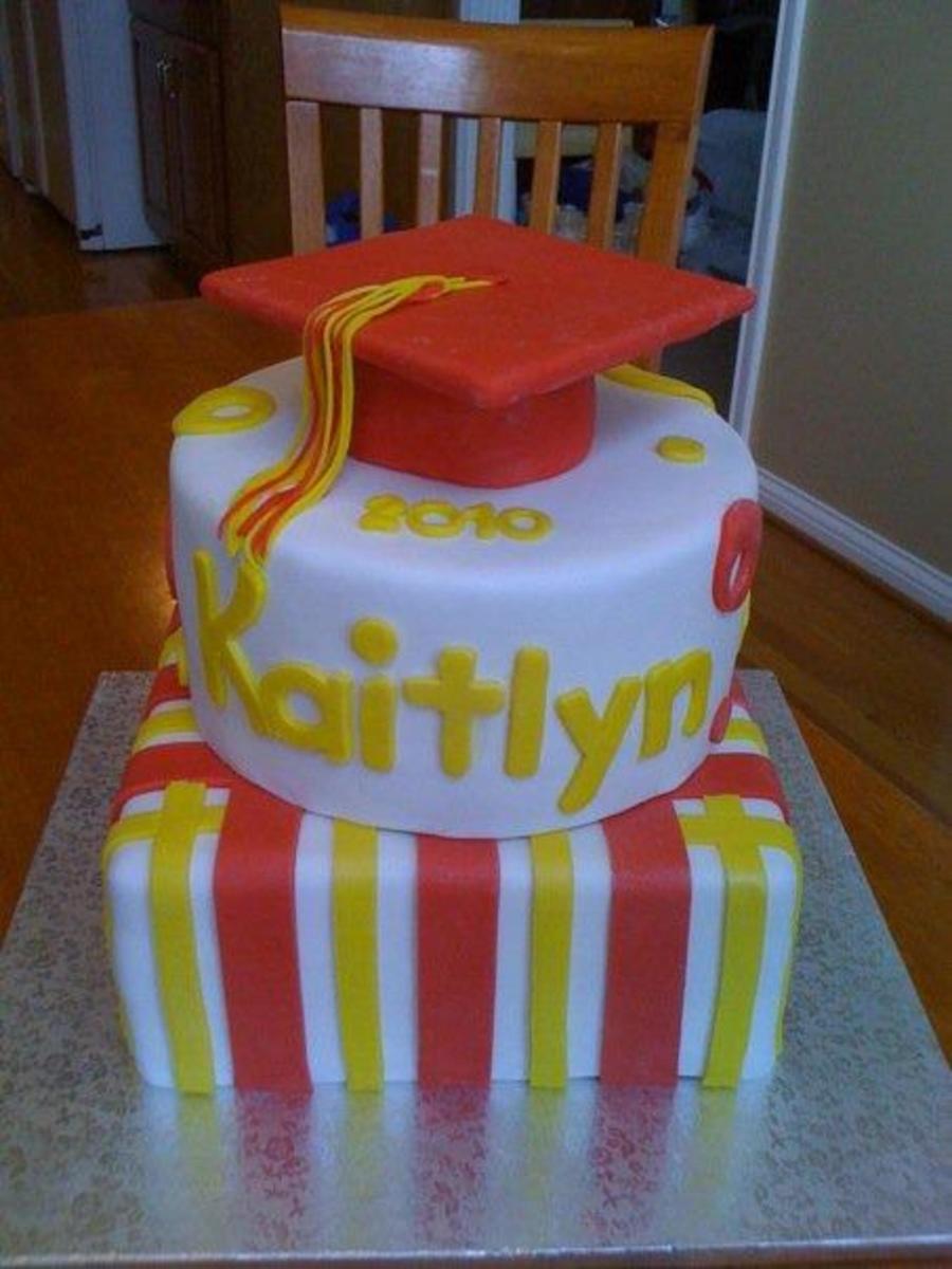 Red And Gold Graduation Cake - CakeCentral.com
