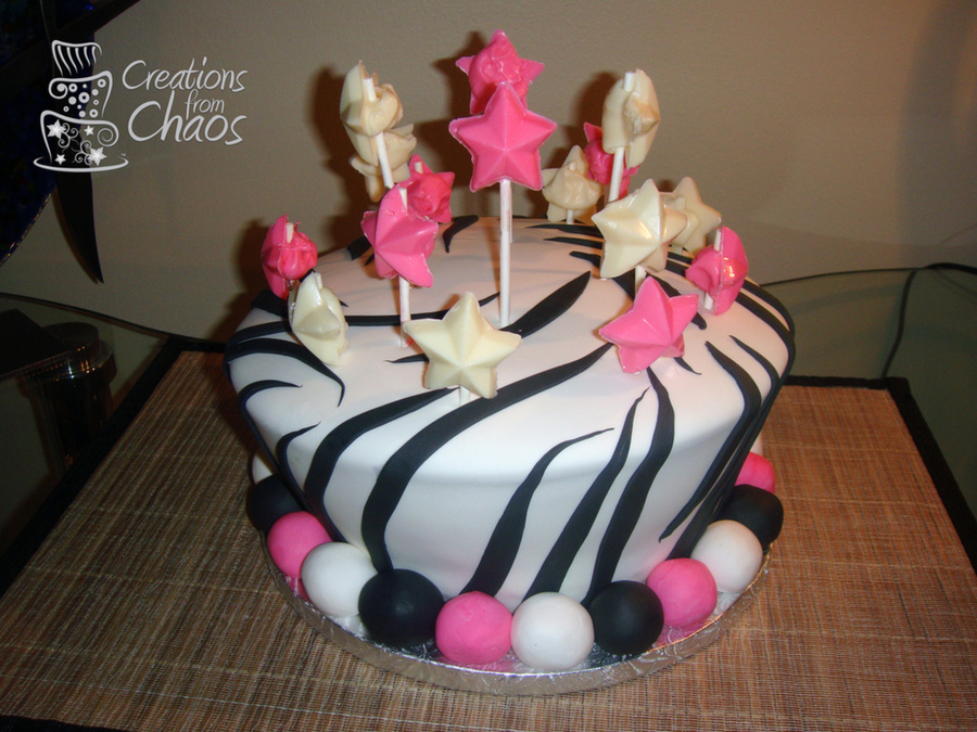 Zebra Print Birthday Cake - CakeCentral.com