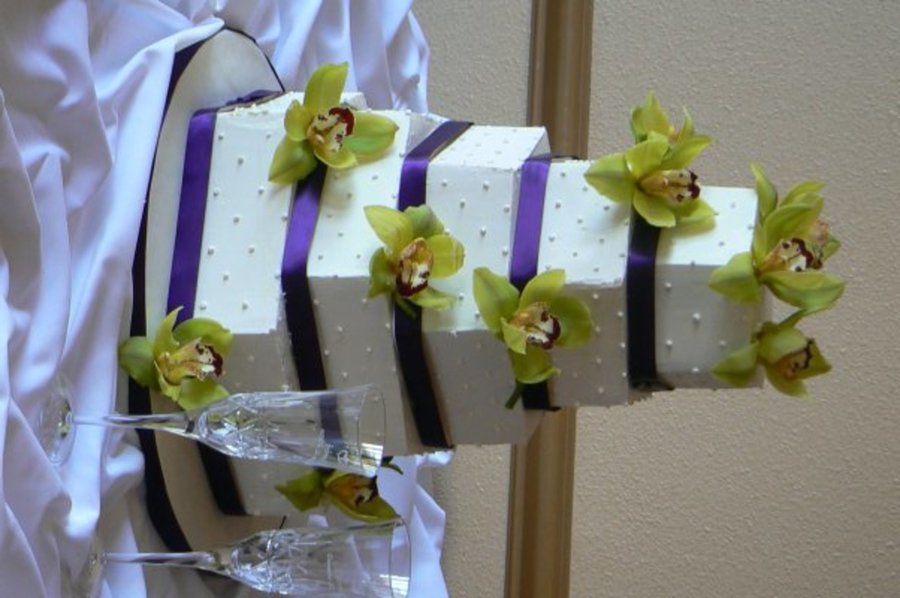 Hexagonal Cake With Real Orchids - CakeCentral.com