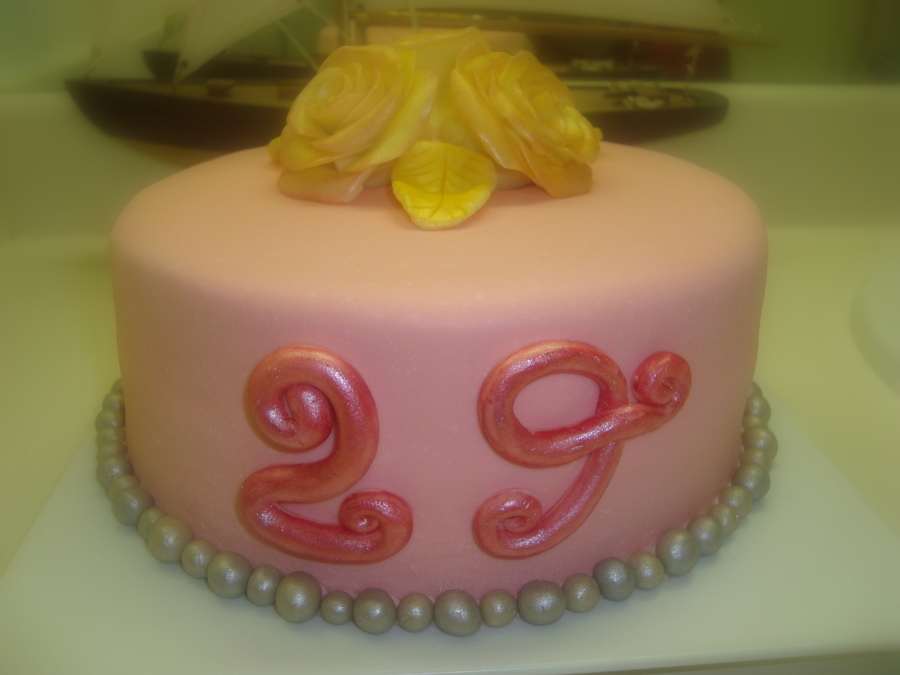 Pink 29Th Birthday Cake W/modeling Choc Roses - CakeCentral.com