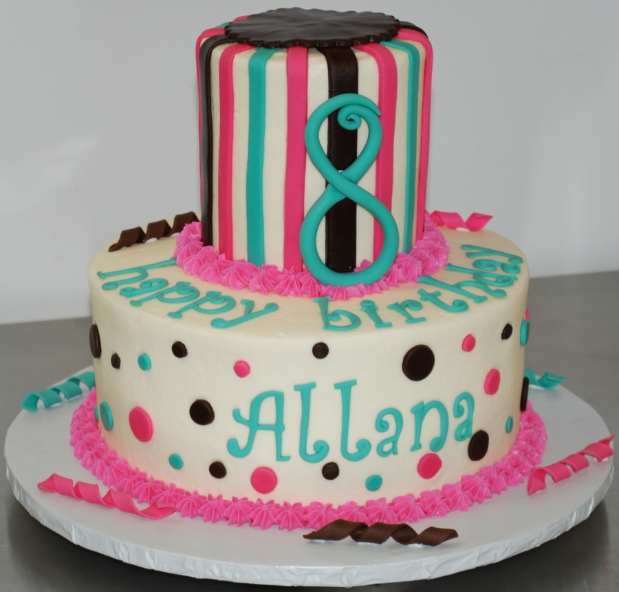 Dots & Stripes Birthday Cake - CakeCentral.com