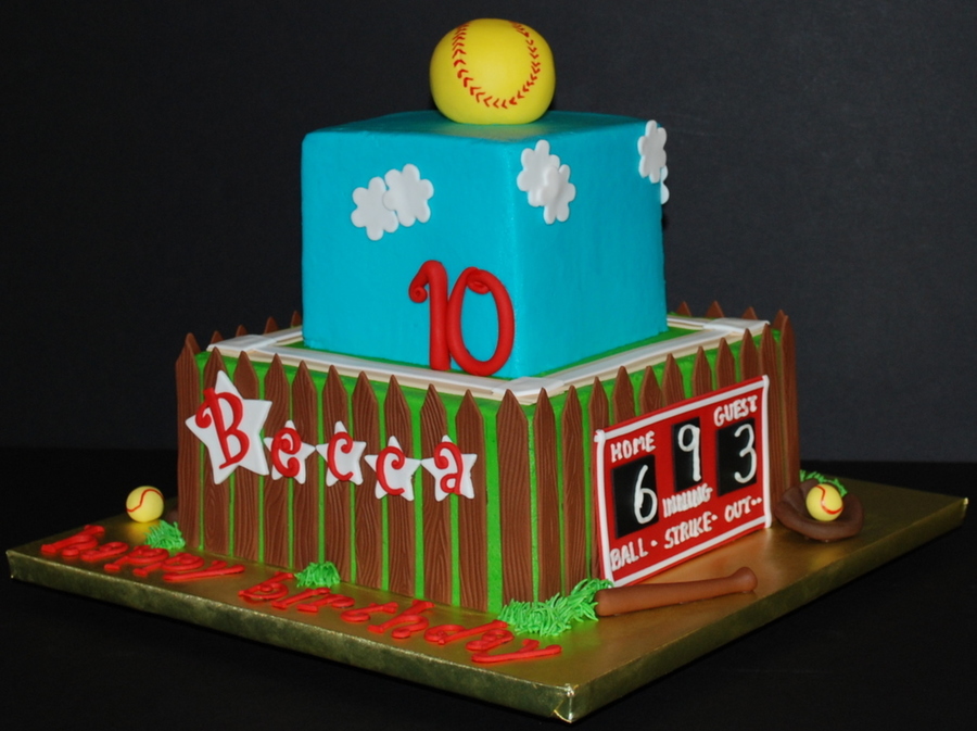 Softball Theme Birthday Cake - CakeCentral.com