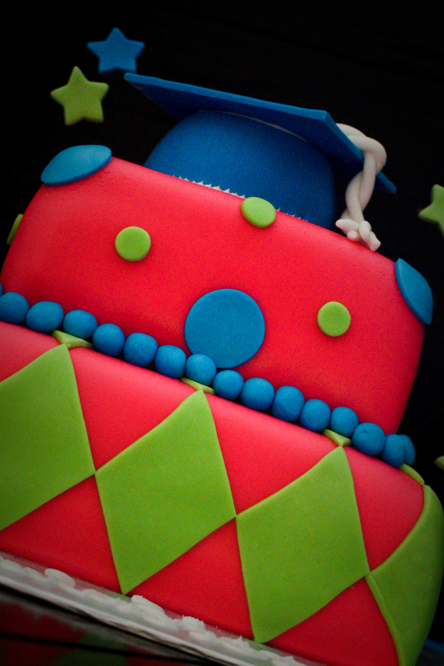 Hot Pink And Green Graduation Cake - CakeCentral.com