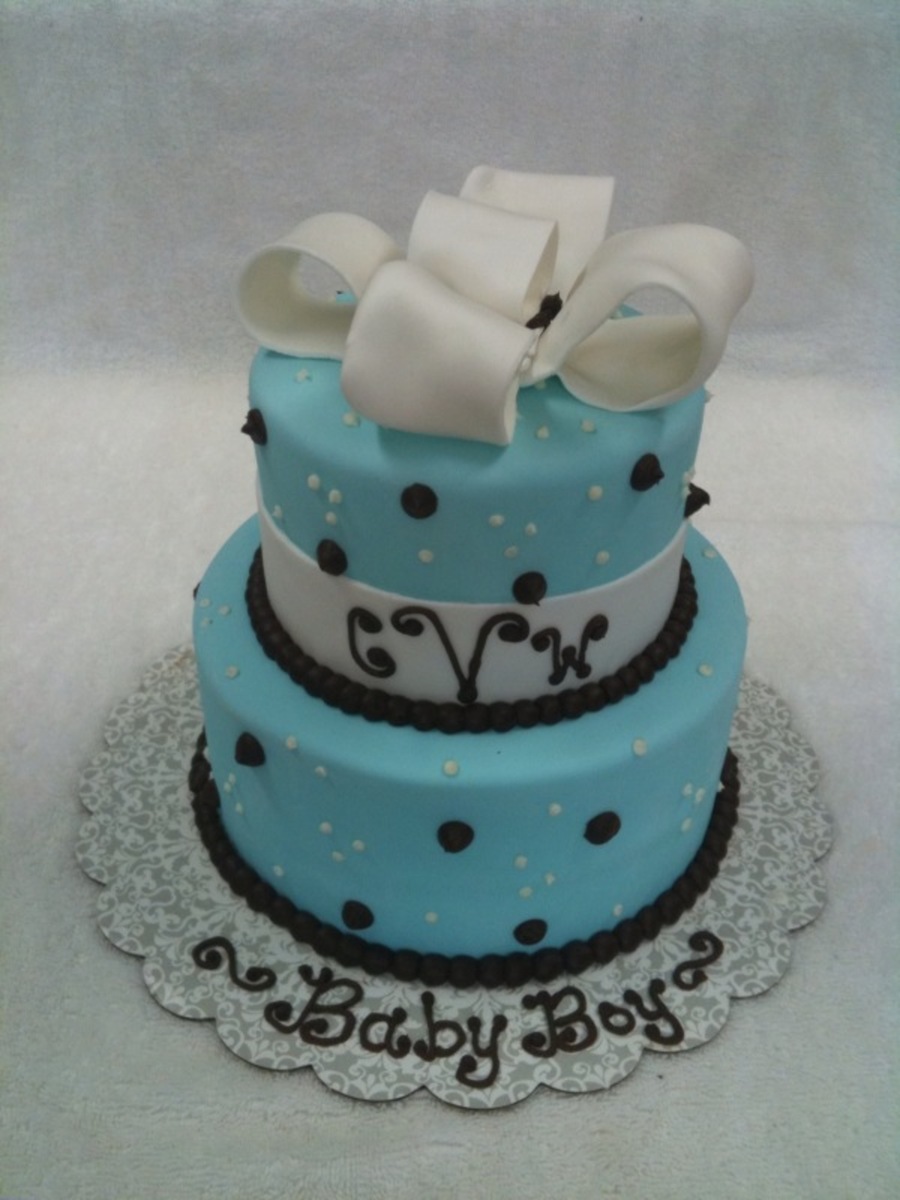 Blue Baby Shower Cake - CakeCentral.com