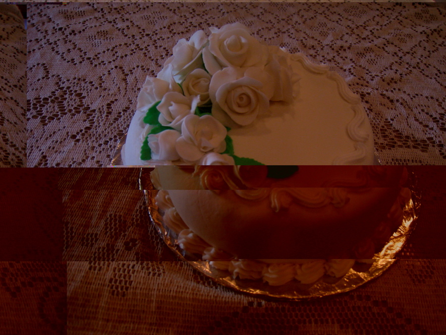 White Fondant Cake With Fondant Roses - CakeCentral.com