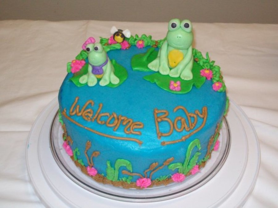 Frog Baby Shower Cake - CakeCentral.com