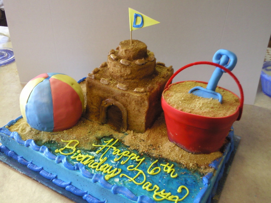 Sand Castle On The Beach W Toys - CakeCentral.com