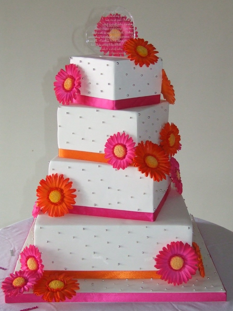 Gerbera Daisy Wedding Cake - CakeCentral.com