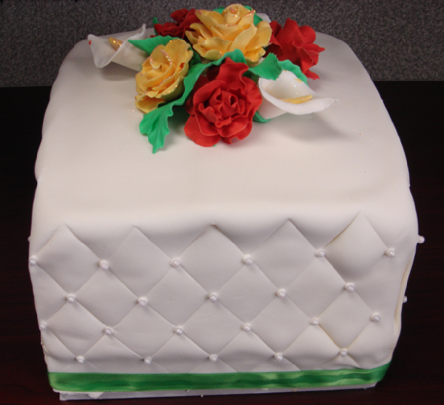 My First Square Fondant Cake - CakeCentral.com