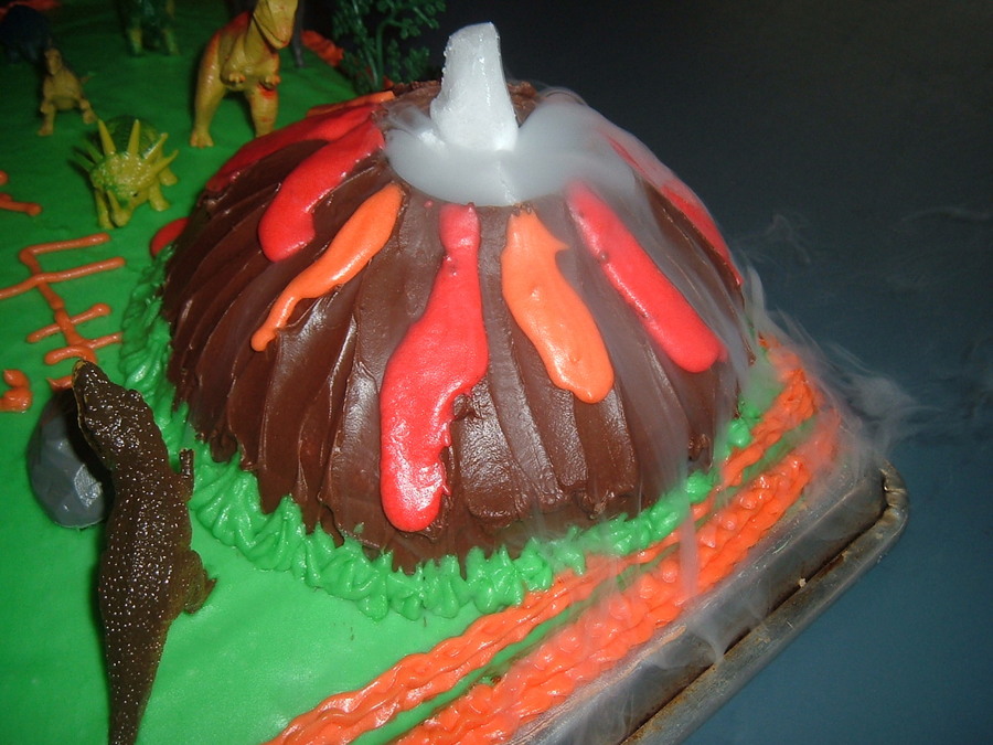 Volcano Dinosaur Cake - CakeCentral.com