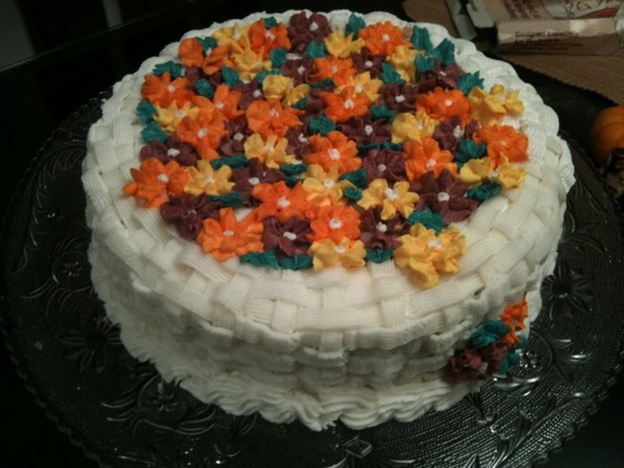 Fall Flower Cake - CakeCentral.com