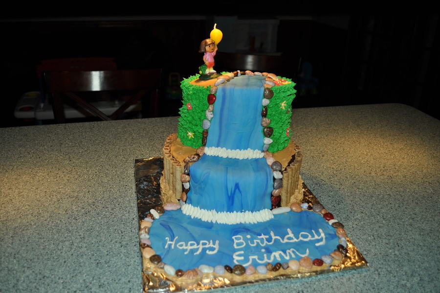 Dora Tiered Waterfall Cake - CakeCentral.com