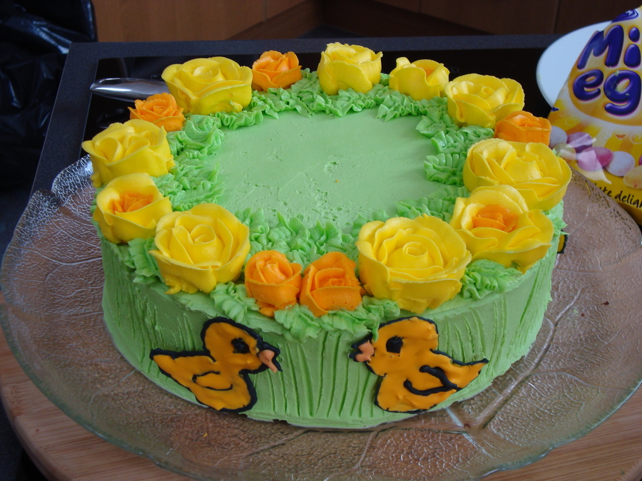 Easter Chicks And Flowers - CakeCentral.com