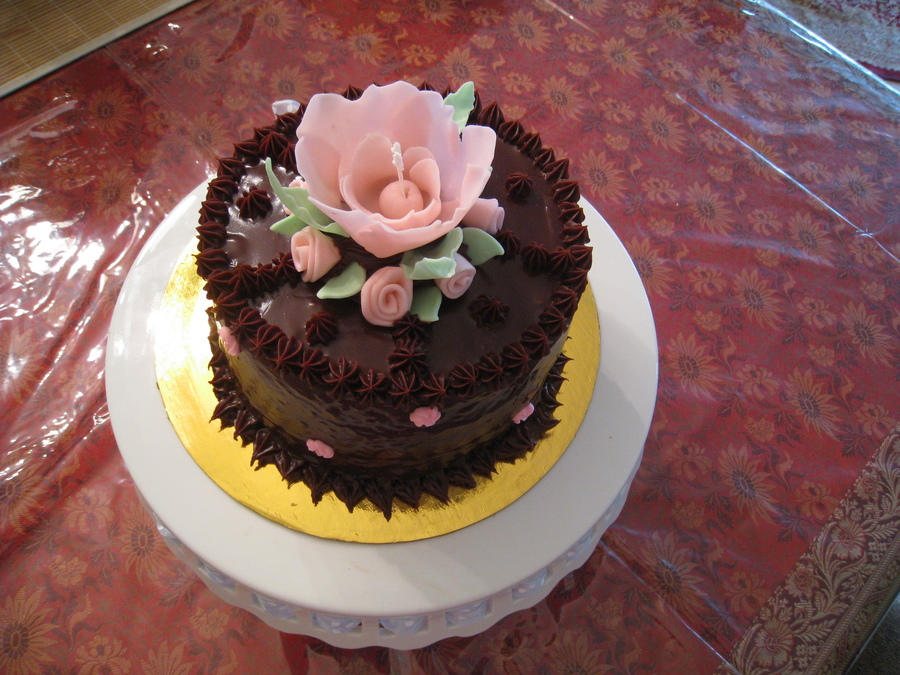 Chocolate Cake With Fantacy Flower - CakeCentral.com