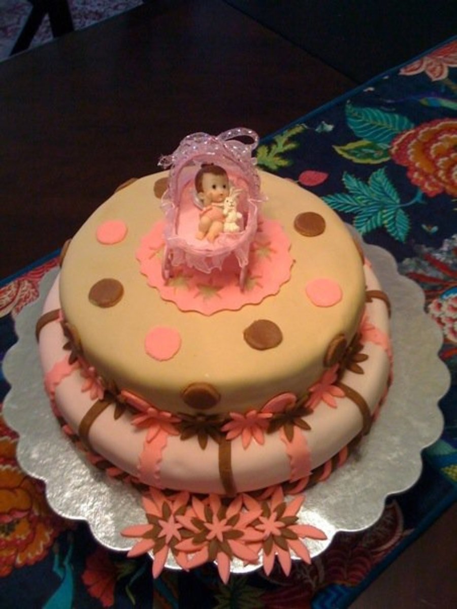 Pink And Brown Baby Shower Cake - CakeCentral.com