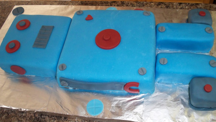 Blue Fondant Robot Cake - CakeCentral.com