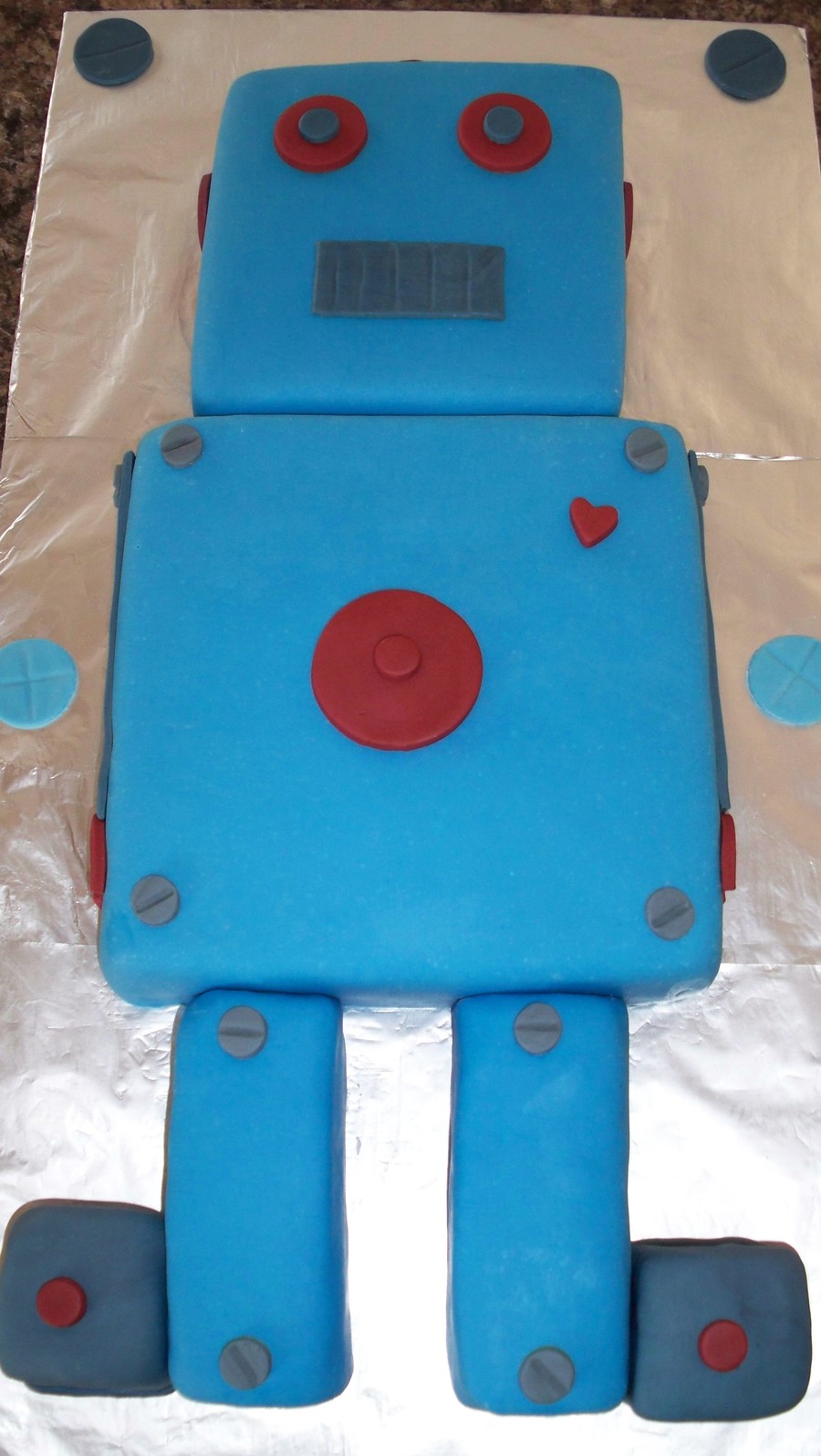 Blue Fondant Robot Cake - CakeCentral.com