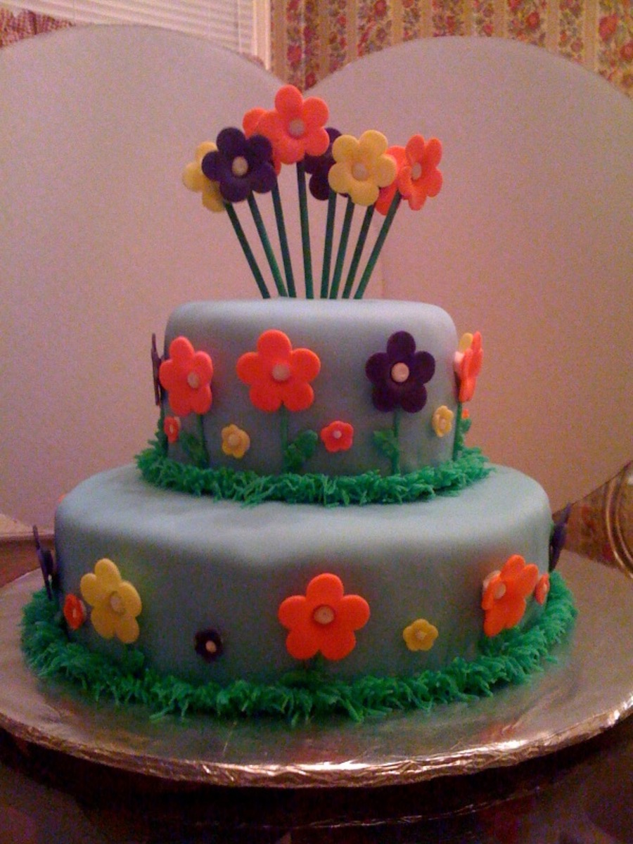 2-Tier Cake With Fondant Flowers - CakeCentral.com