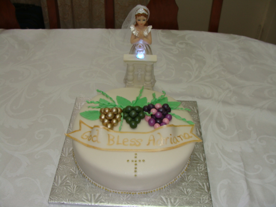 Grapes Fondant First Communion Cake - CakeCentral.com