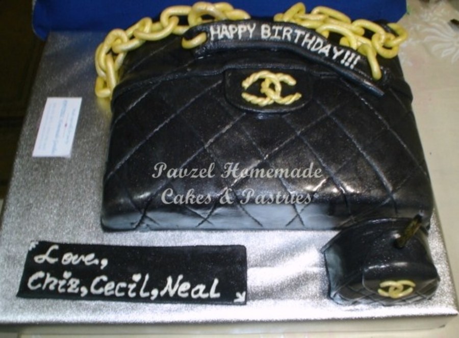 Edible Chanel Bag And Mini Purse Cake - CakeCentral.com