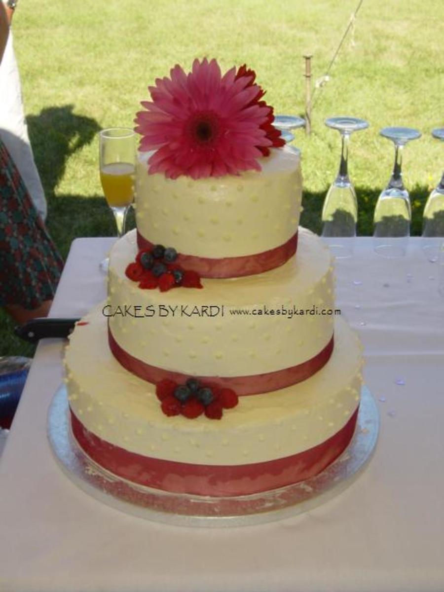 Buttercream Gerbera Wedding Cake - CakeCentral.com