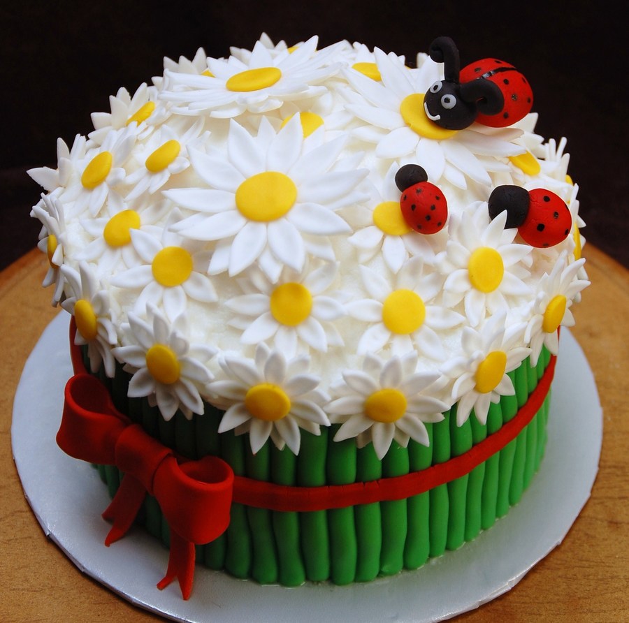 Daisy Bouquet With Ladybugs - CakeCentral.com