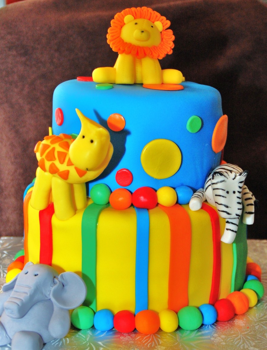 Zoo Animals With Primary Colors - CakeCentral.com