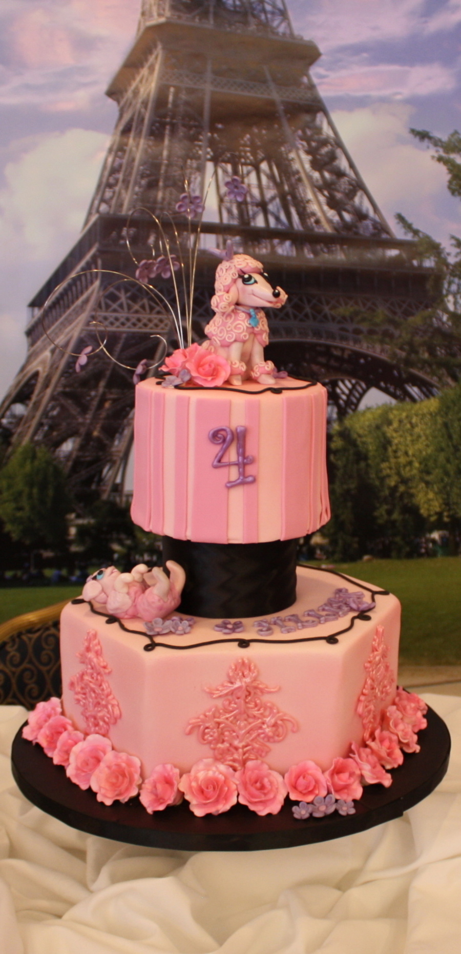 Jillian's Pink Poodles In Paris Cake! - CakeCentral.com