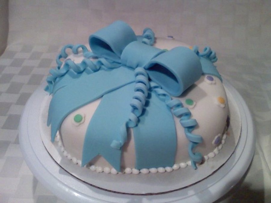 Wilton Class Blue Bow Cake - CakeCentral.com