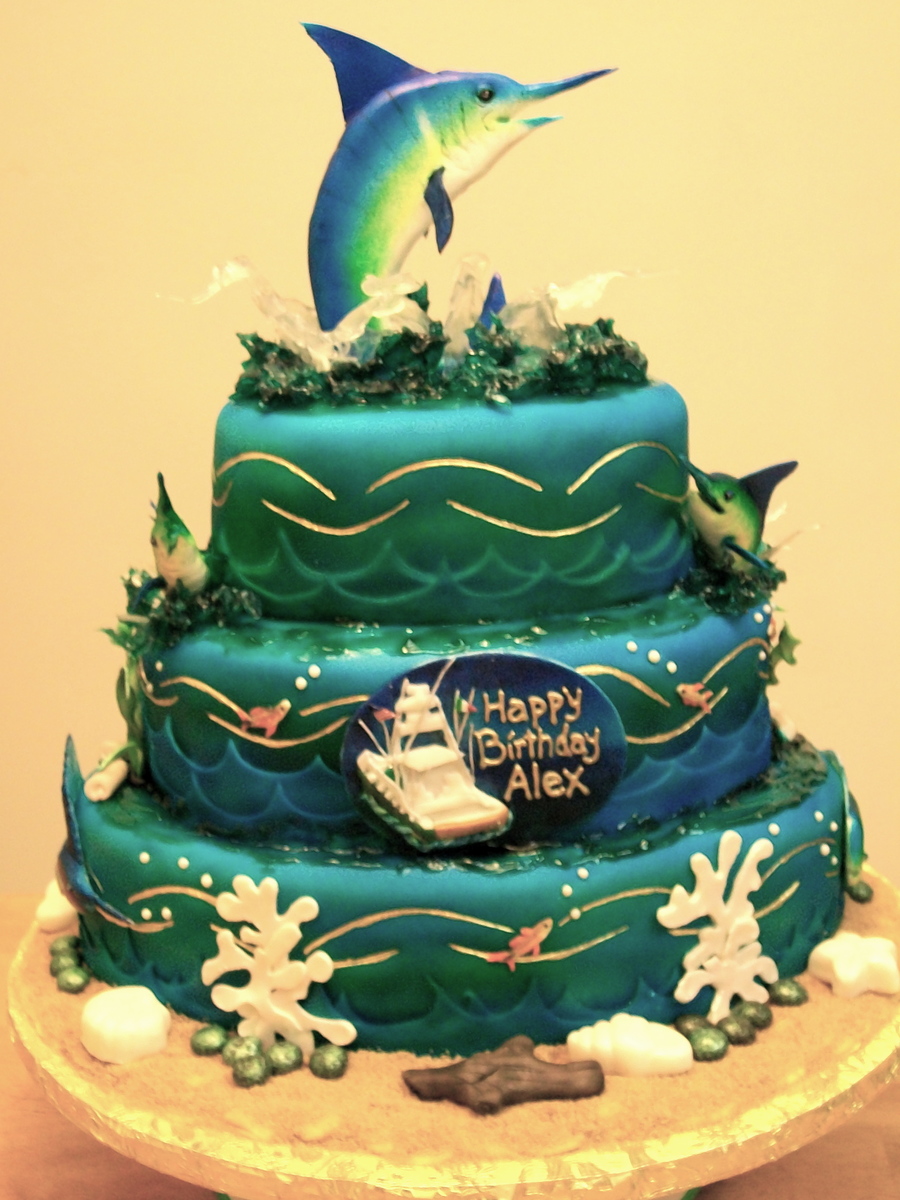 Marlin Fish And Boat Cake - CakeCentral.com